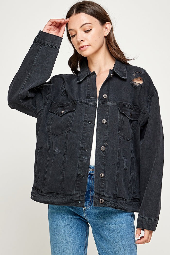 Wholesale jacket - [Blue Age] Womens' Destroyed Denim Jean Jacket ...
