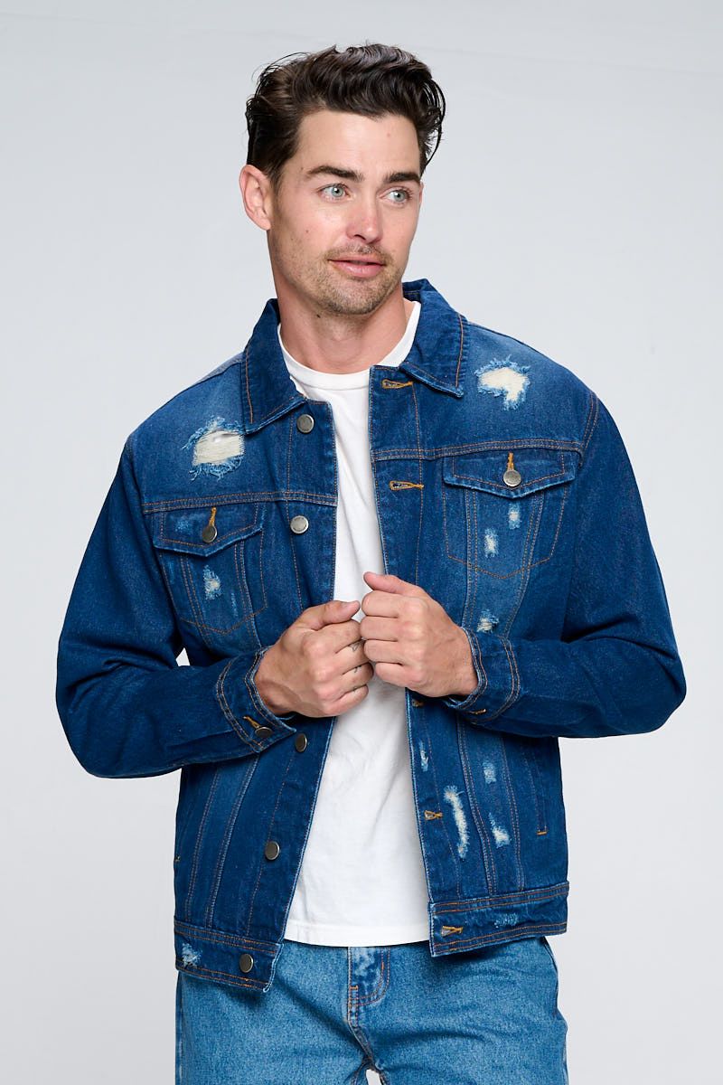 Men's Denim Jacket with Distressed – Blueage Jeans