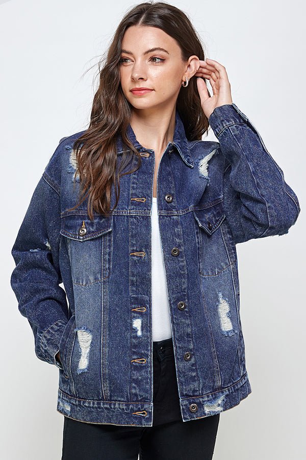 (SAMPLE) Destroyed Oversize Denim Jacket – Blueage Jeans