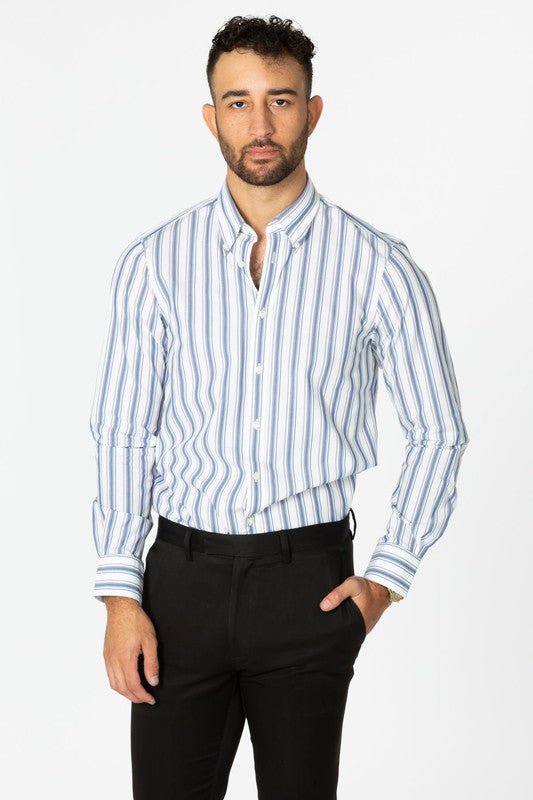 Slim Fit Striped Cotton Dress Shirt – Blueage Jeans